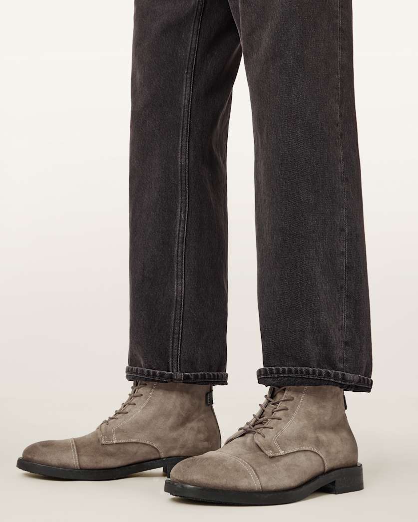 Bloom Lace Leather Boots Stone Grey | ALLSAINTS US